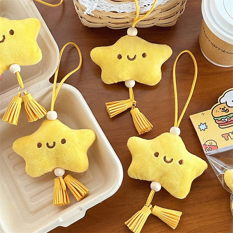 Cute Stars Plush Toy Doll Squeak Keychain Five-pointed Star Bag Pendant ...