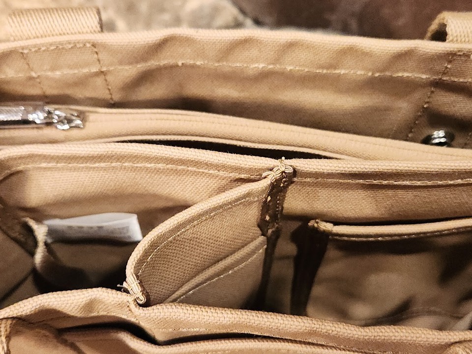 Porter International BLOCKER Taupe Cotton Canvas Handbag Khaki Shoulder ...