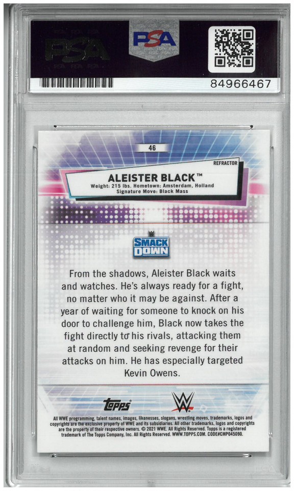 ALEISTER BLACK SIGNED AUTOGRAPH SLABBED WWE 2021 TOPPS CHROME CARD PSA ...