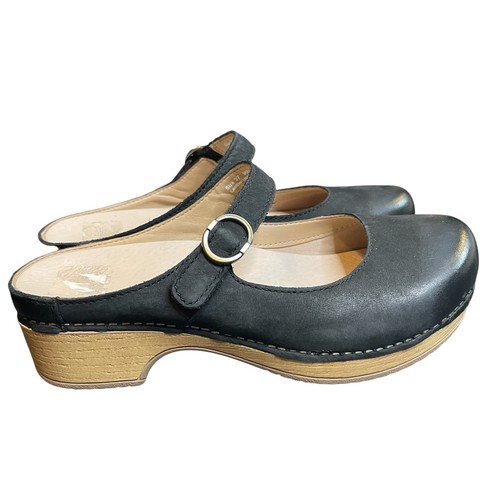 Dansko Bria Clogs Womens Size 37 / 6.5-7 Black Leather Mary Jane Mule ...