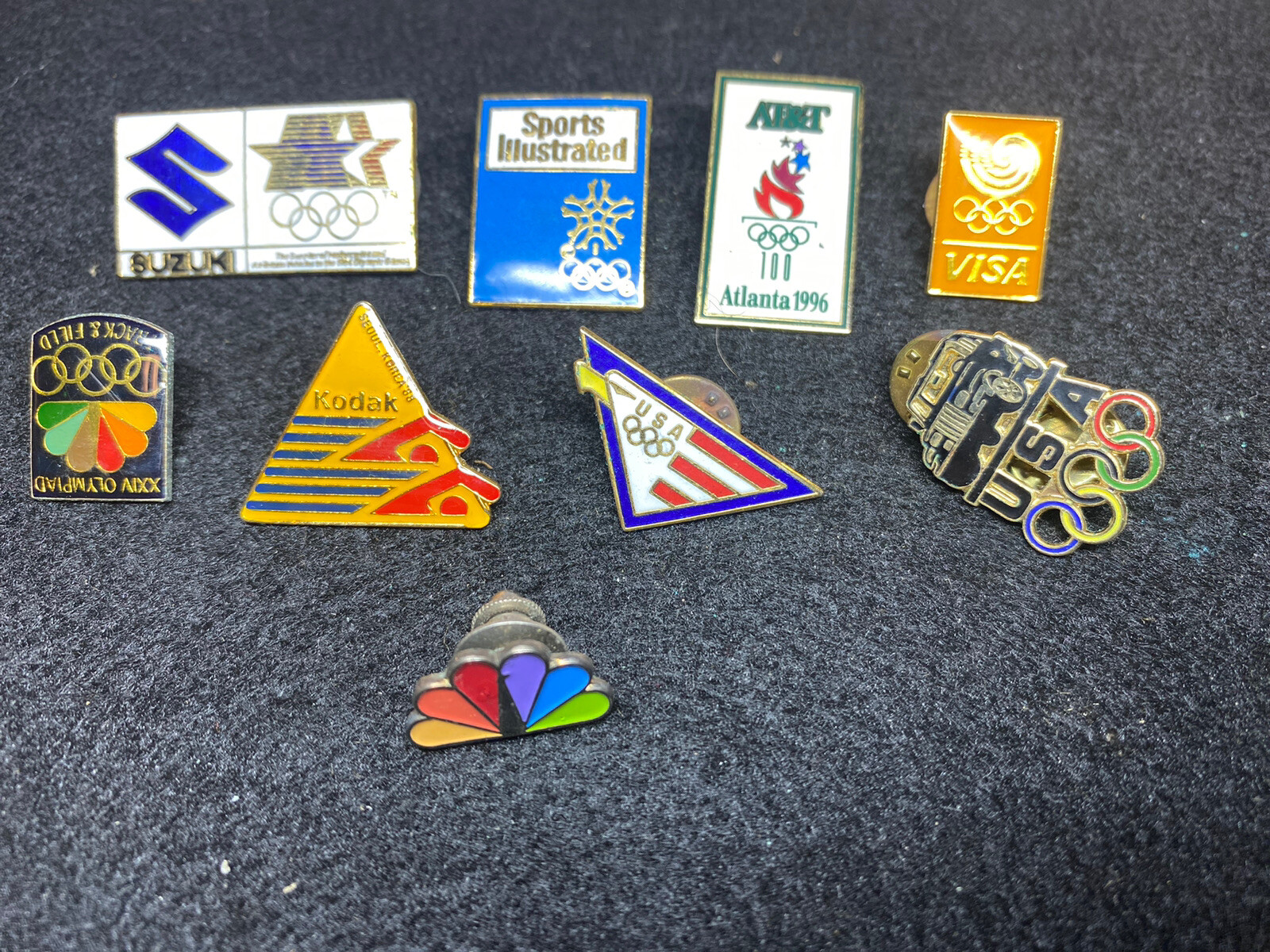 Vintage Lot Of 9 Olympic Sponsor Advertising Lapel Pins Plus NBC ...
