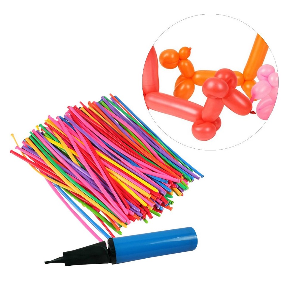 201 Pcs Assorted Color Balloons Latex Spiral Twisting Pump Modelling ...