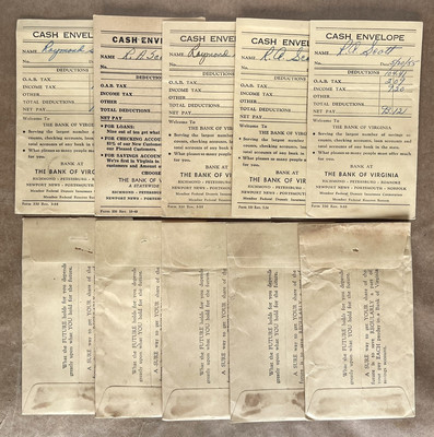 10 Vintage Cash Envelopes The Bank of Virginia Paper Junk Journal ...