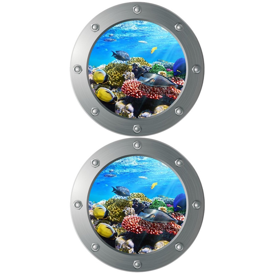 2 Pcs Home Wall Decor Ocean Decals Fake Window Kids' Room Stickers ...