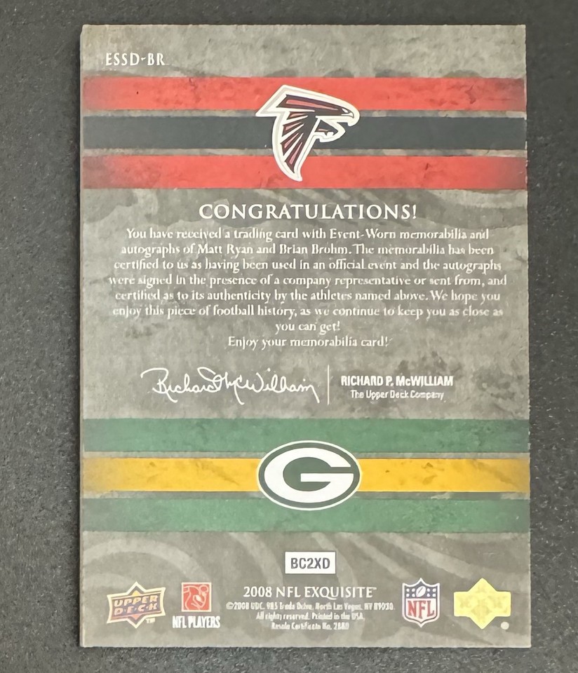 Matt Ryan & Brian Brohm 2008 Exquisite Signature Jersey AUTO Dual /25 # ...