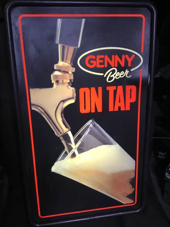Dented Working Genny Beer On Tap Lighted Bar Sign Mirro Products 19873 ...