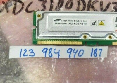 512MB RIMM RD ECC 800-45 800-45 800MHz 800MHz RDram Ram Memory Non ...