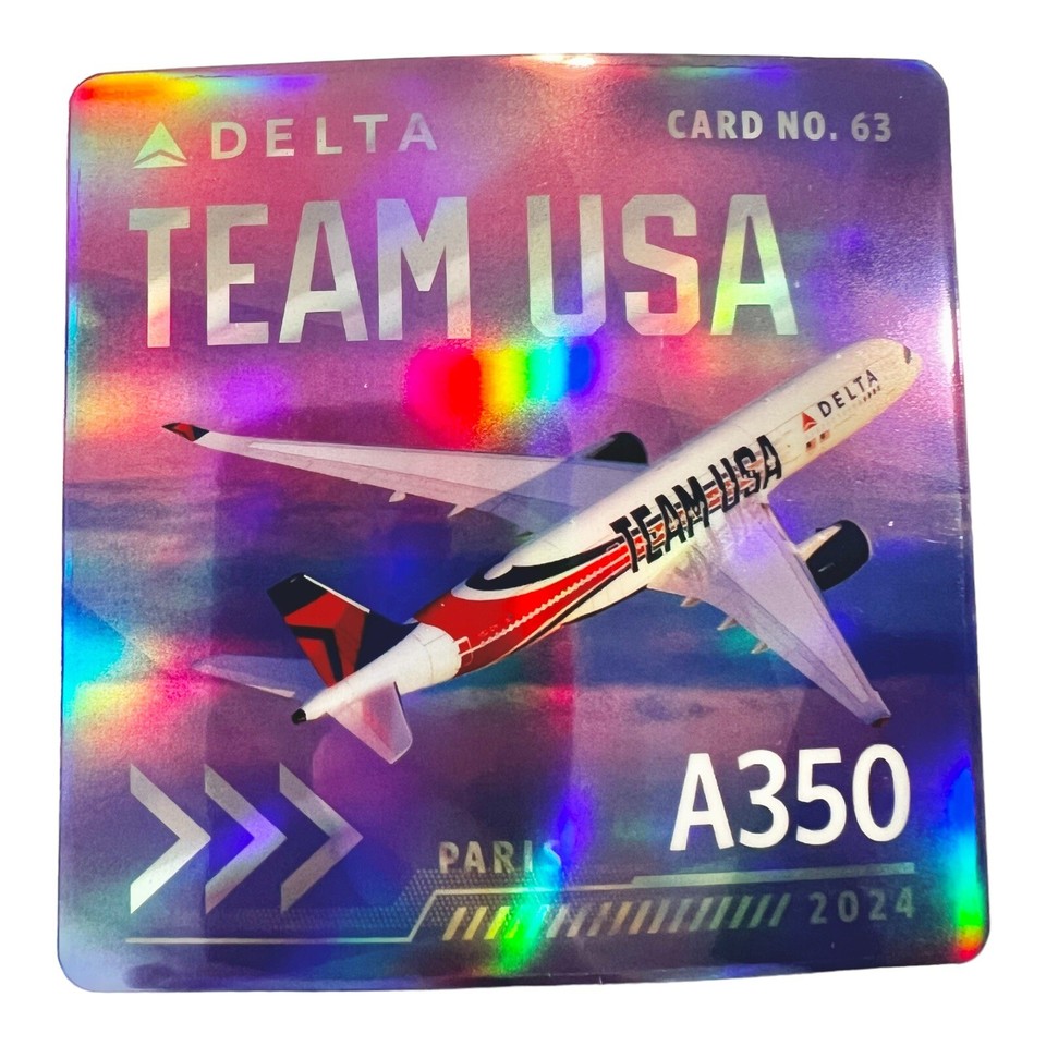 Delta Team USA Paris Olympic Pilot Cards Gift Pink Purple 2024 A350 No ...