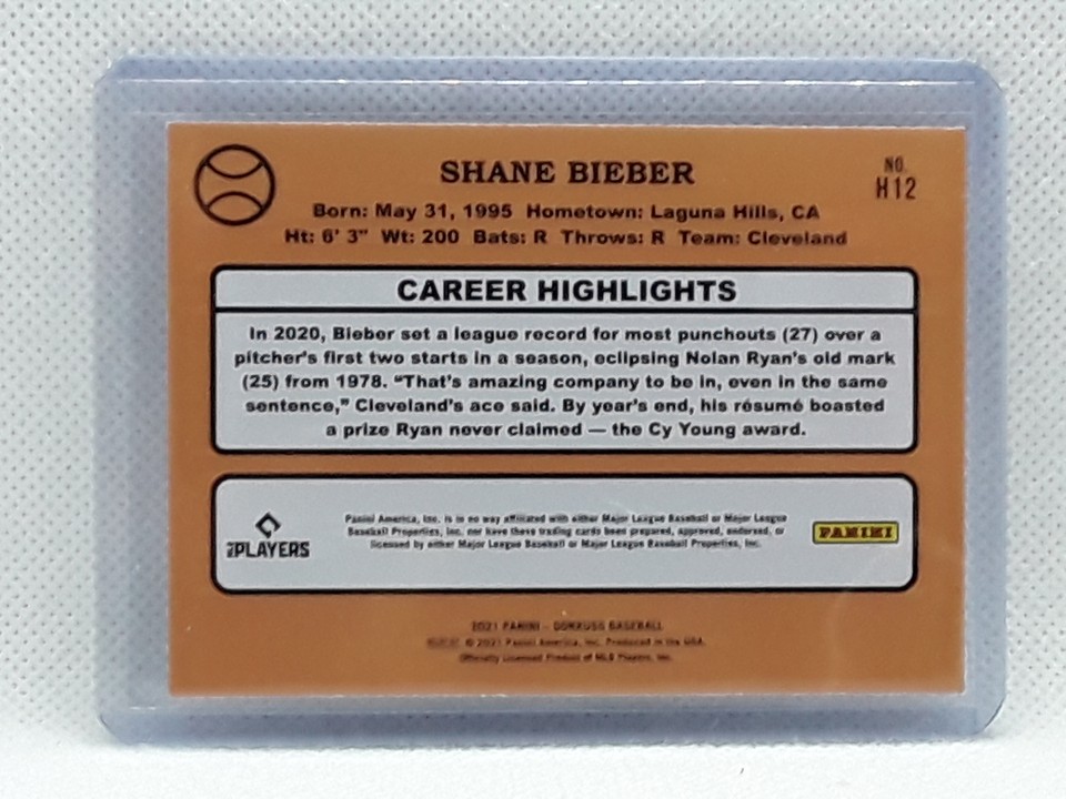Shane Bieber 2021 Donruss Baseball - Highlights Vector - Cleveland ...