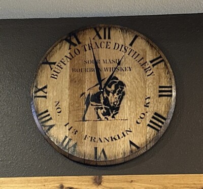 Authentic Buffalo Trace (Clock)Full Logo Distillery Bourbon BarrelHead ...
