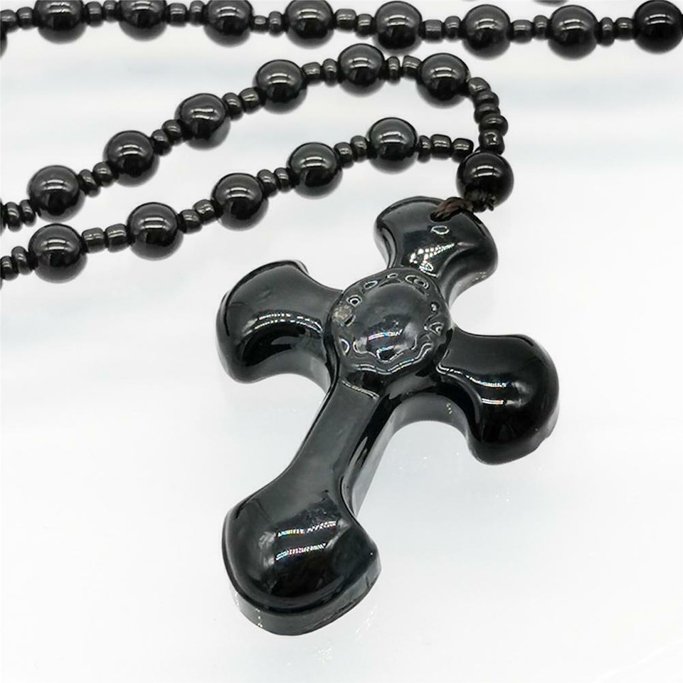 Black Obsidian Stone Cross Necklace Jewelry Pendants X1C8 Obsidian X9S8 ...