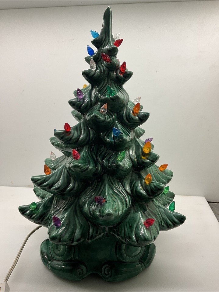 Atlantic Mold Ceramic Christmas Tree with Base! 16” Green Vintage | eBay