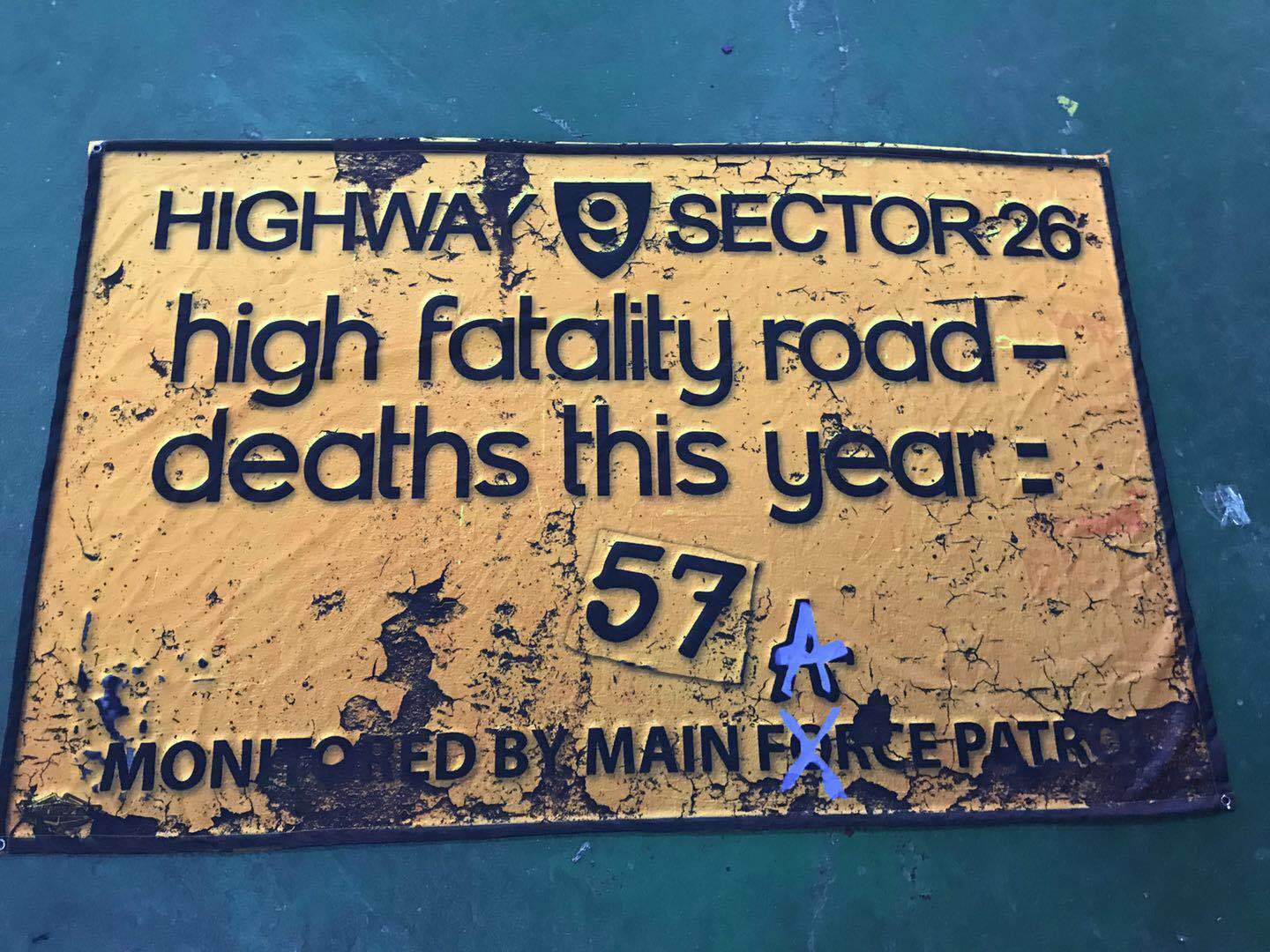 MAD MAX HIGHWAY 9 SECTOR 26 HIGH FATALITY ROAD SIGN FABRIC BANNER | eBay
