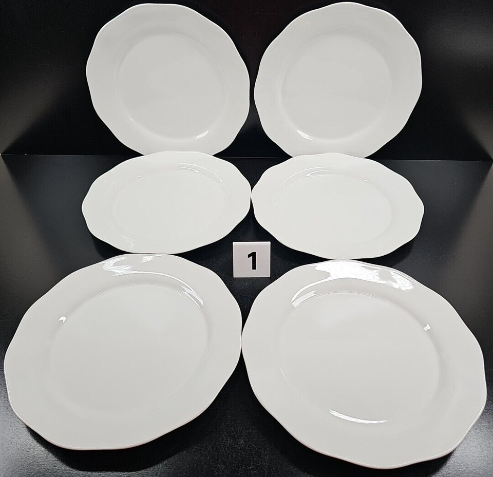 14 Pc Corning Pyroceram Tableware White Scalloped Dinner Salad Plates ...