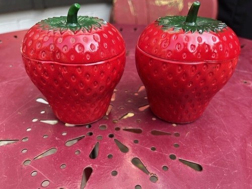 Vintage Hazel Atlas Milk Glass Strawberry Jam/Jelly Jar Set of 2 W/Lid ...