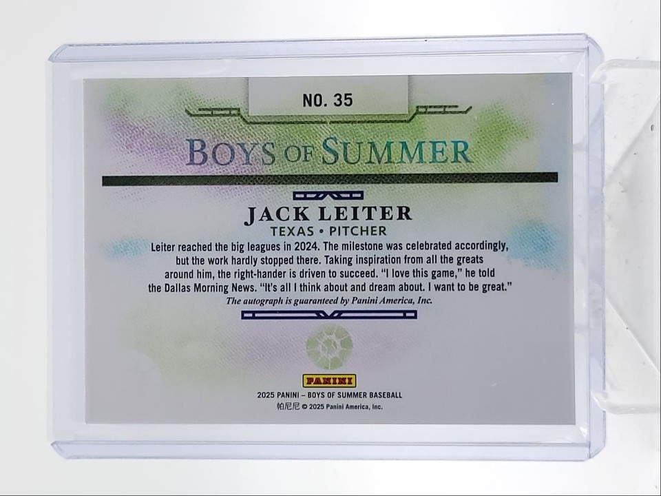 JACK LEITER 2025 BOYS OF SUMMER JUMBO ACETATE AUTOGRAPH TEXAS AUTO /199 ...