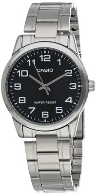 Casio Men's Standard Stainless Steel Wristwatch, Easy Reader Black Dial ...