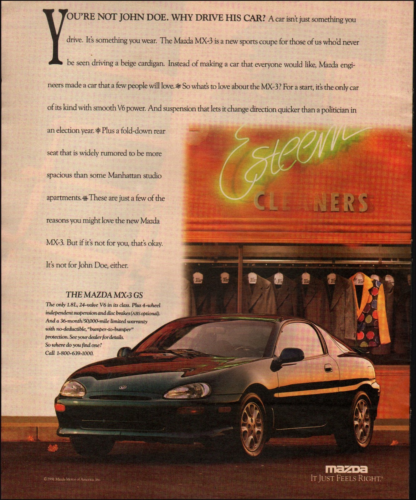 1991 Print ad MAZDA MX-3GS retro Car Auto Vehicle photo 01/17/23 | eBay