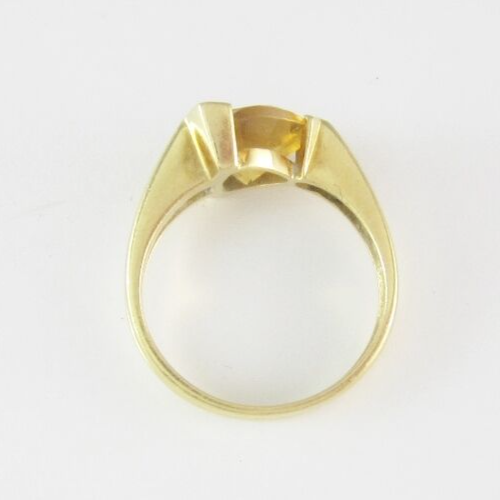BEAUTIFUL LADIES 18K YELLOW GOLD TRILLION CUT CITRINE SOLITAIRE STYLE ...