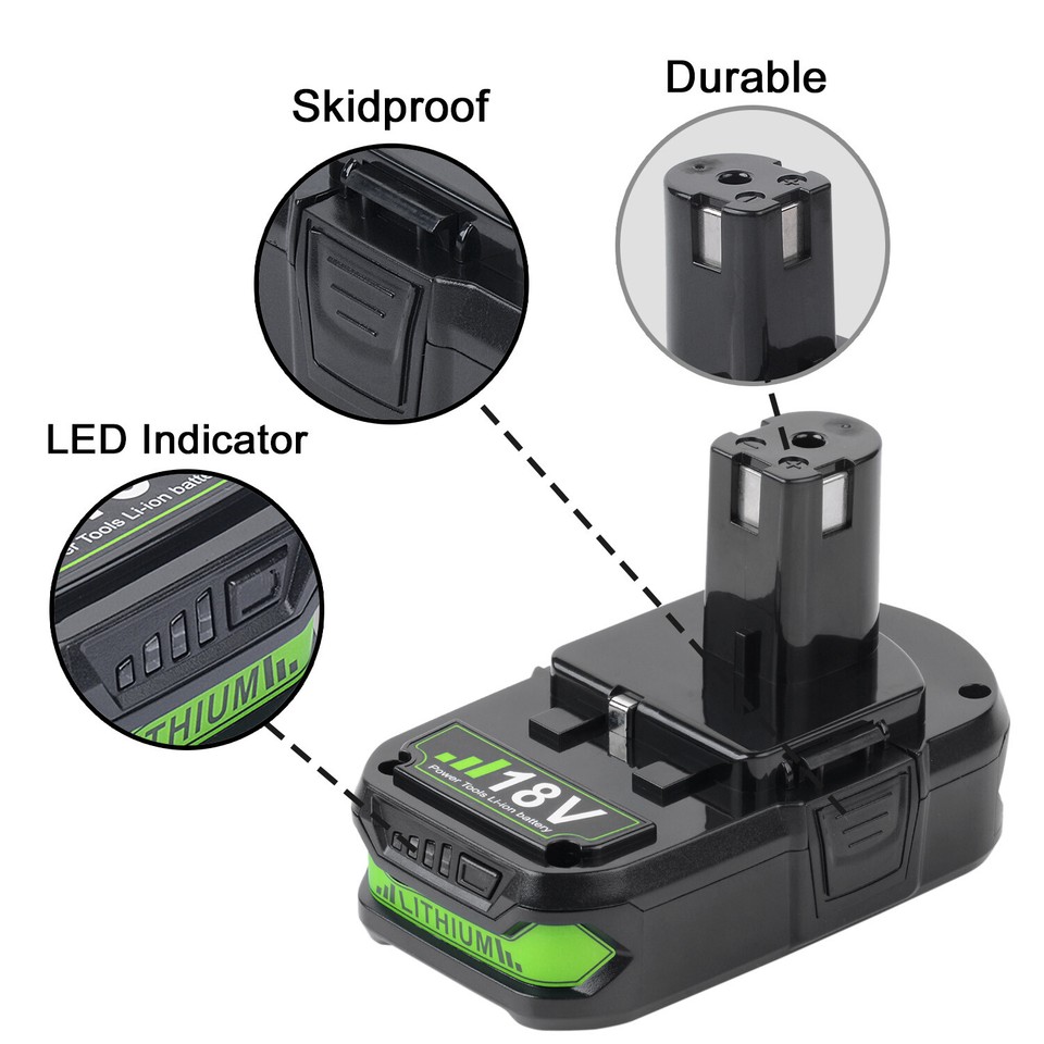 2-pack 18 Volt P102 Lithium Battery For Ryobi 18V 3.0Ah One+ Plus P200 ...