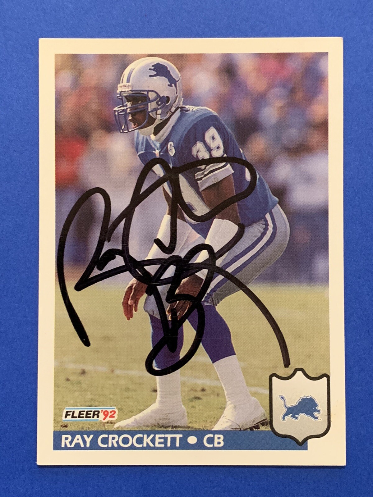 RAY CROCKETT Signed 1992 Fleer #113 Lions Broncos Baylor HOF Autograph ...