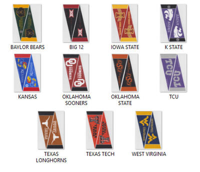 ONE NEW NCAA BIG 12 TEAM MINI WOOL FELT PENNANT LICENSED COLLEGE YOU ...