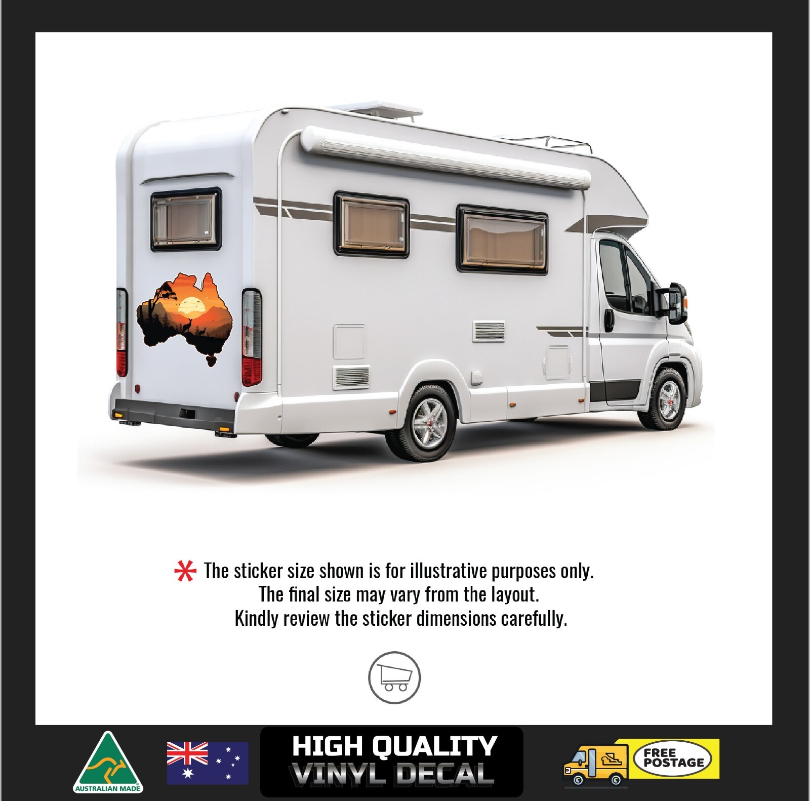 Australia Map Kangaroo Sunrise Trees Decal Sticker for Motorhome ...