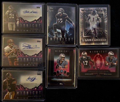2024 Topps Midnight Football 7 Card Lot! 3 Autos, 2 #’d, 3 Inserts! RC ...