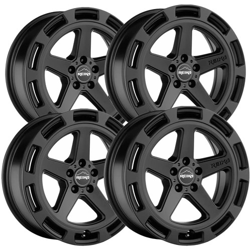 (Set of 4) Reika R20 Teton 17x8 5x4.5" +20mm Satin Black Wheels Rims 17 ...