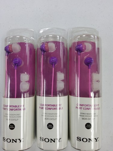 Sony MDR EX15LP Fashion Color EX Series In Ear Earbud Headphones Violet ...