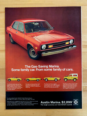 1974 Austin Marina Original Print Ad Gas-Saving Marina from British ...