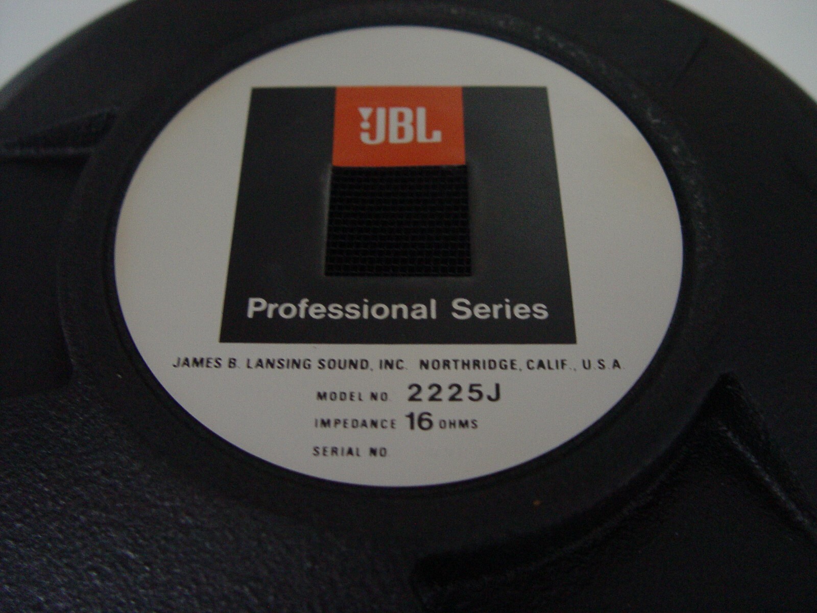 JBL 2225 J 15 inch 16 Ohm Professional Series Bass Driver NEW OLD STOCK ...