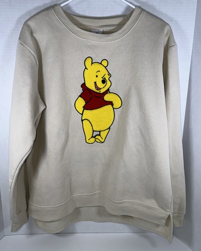 Disney Winnie The Pooh Women's Crewneck Fleece Lined Patch Print Women ...