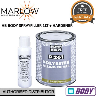 1 X HB BODY P261 POLYESTER SPRAY FILLER PRIMER WITH HARDENER 1LTR | eBay UK