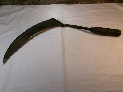 Antique Hand Sickle Scythe Farm Tool with Ribbed Wood Handle | eBay
