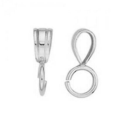 14k White gold Small Tapered Fluted Bail Loop w/ Open jump Ring for ...