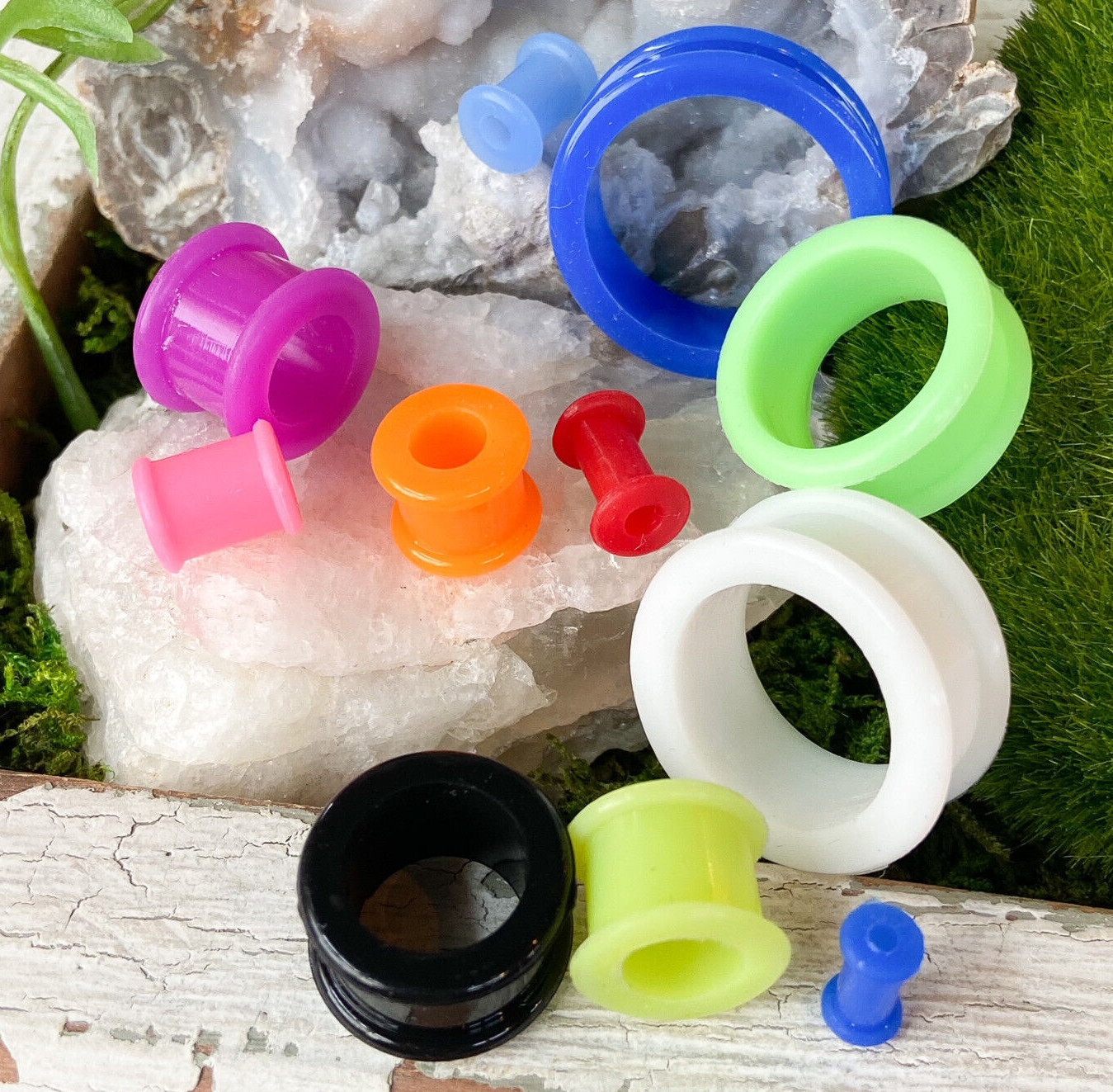 PAIR Flexible Silicone Tunnels Plugs Gauges Earlet Pierced Body ...