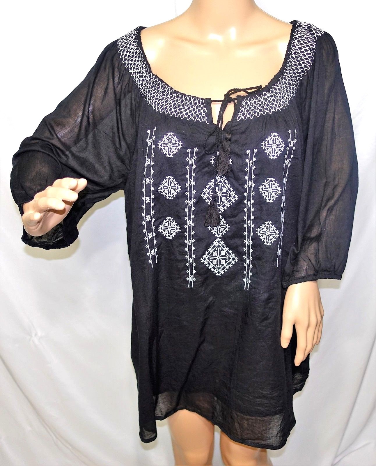 Unique Spectrum Women Plus Size 1x 2x Black Boho Gypsy Lined Cotton ...