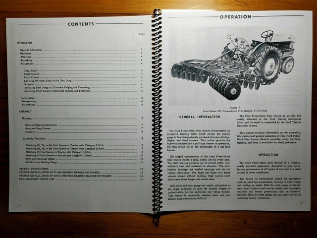 Ford Series 201 Flexo-hitch Tandem Disc Harrow Operator's Manual for ...