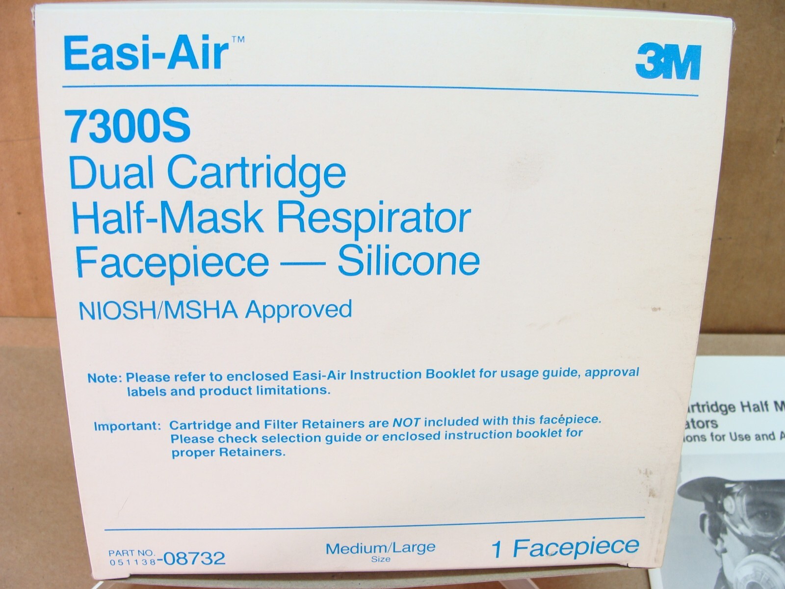 NEW 3M 7300S dual cartridge half mask respirator silicone facepiece M/L ...
