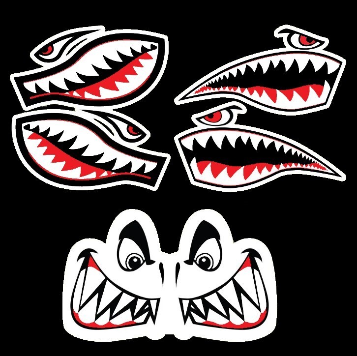 Aircraft Fuselage Flying Tigers Shark Teeth Self-Adhesive Vinyl Decal ...