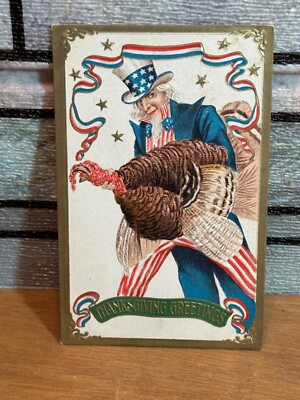 Uncle Sam Thanksgiving Greetings Embossed Postcard, Turkey, 1900s, Free ...