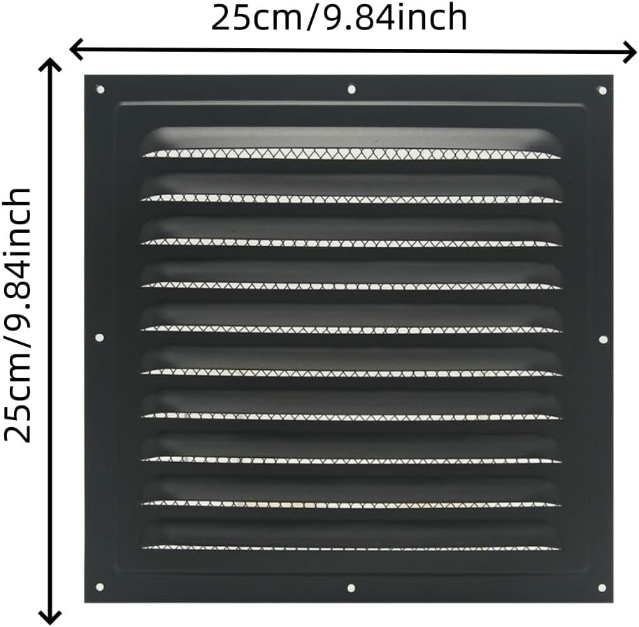 2 Pcs Ventilation Louver Attic Vent, 9.84 * 9.84Inch Black Gable Vents ...