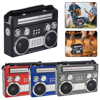 Portable Rechargeable Bluetooth Speaker Stereo + AM/FM Radio Retro ...