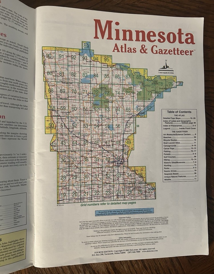4th Edition Minnesota DeLorme Atlas & Gazetteer 11" x 15.5" Topo Maps ...