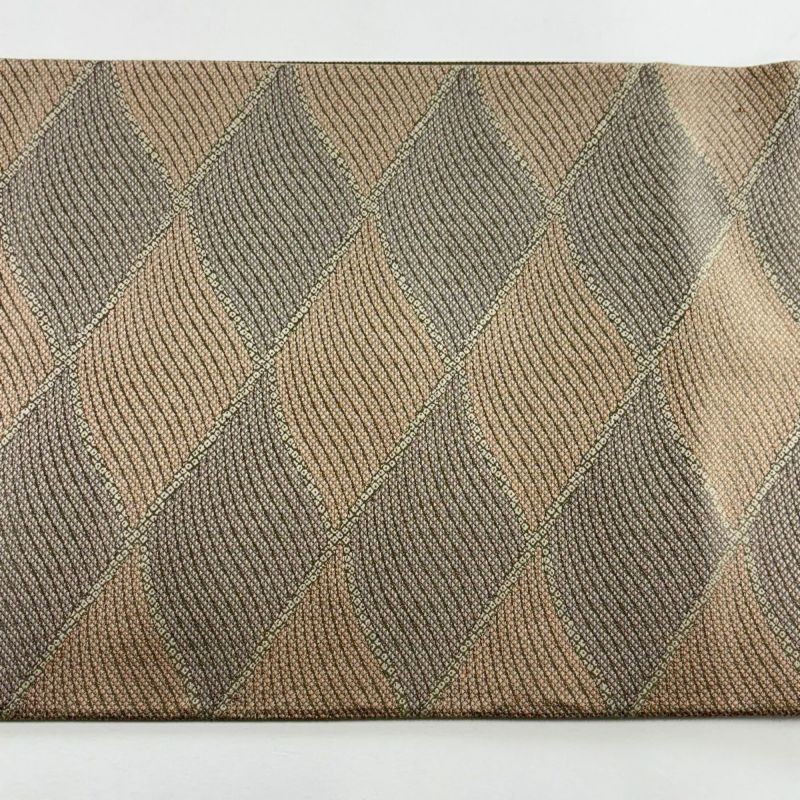 Japanese Silk Fukuro obi Grayish brown Geometric pattern Zigzag stripes ...