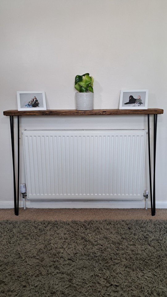 Rustic Radiator Cover With Hairpin Legs | Radiator Shelf | Console ...