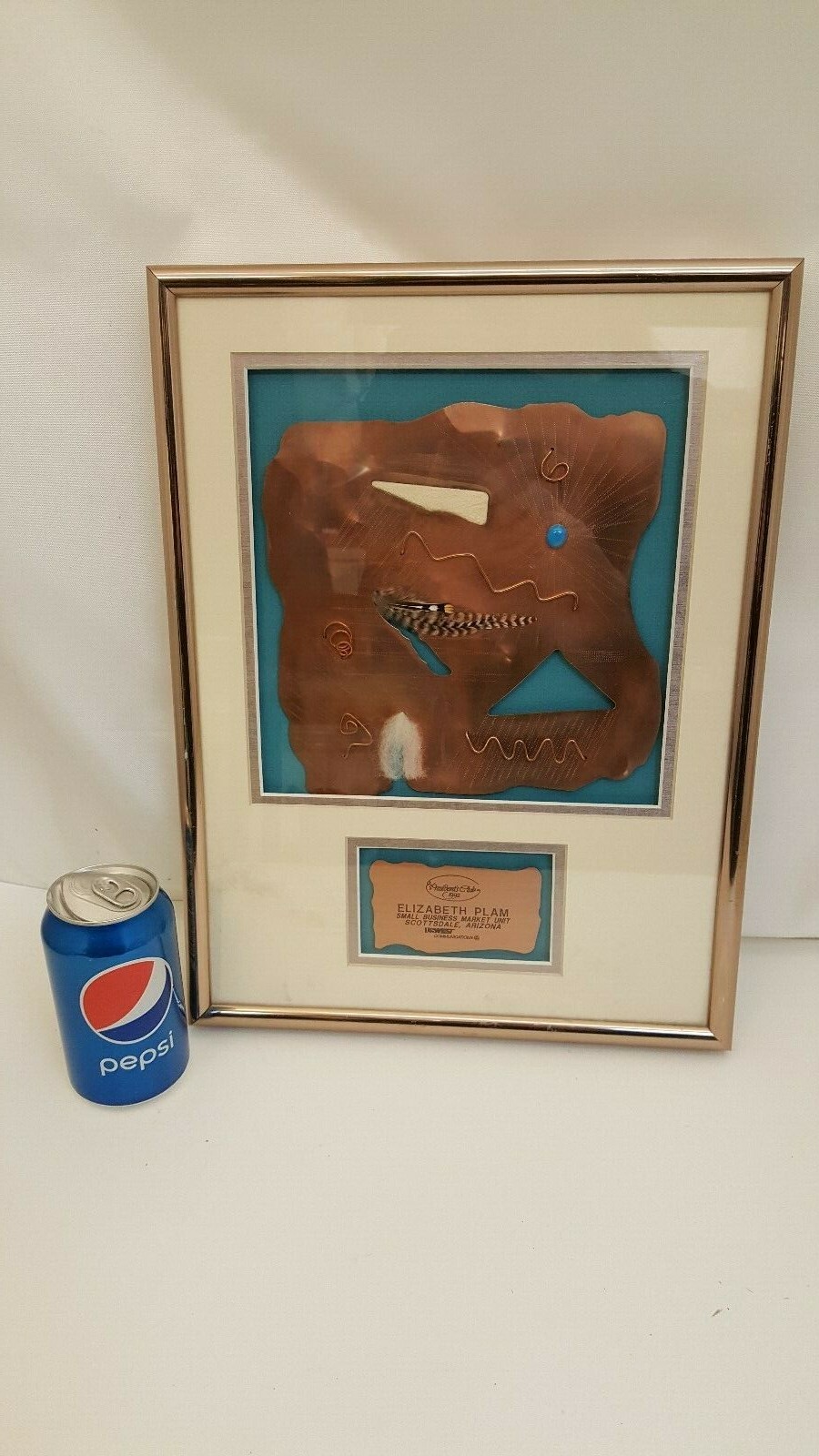 SANDO GEORGE WRIGHT SANDERS COPPER ARTWORK SOUTHWESTERN BORDER FRAMED ...