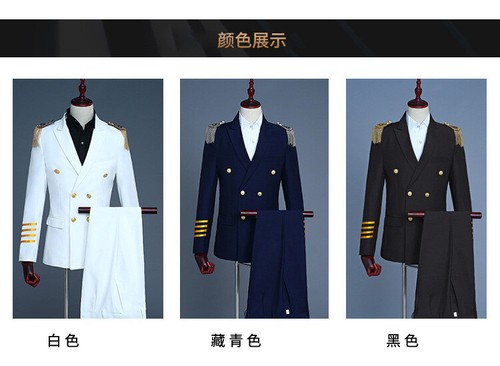 Men Airline Pilot Captain Suit Aviator Uniform Jacket Suit Party Show ...