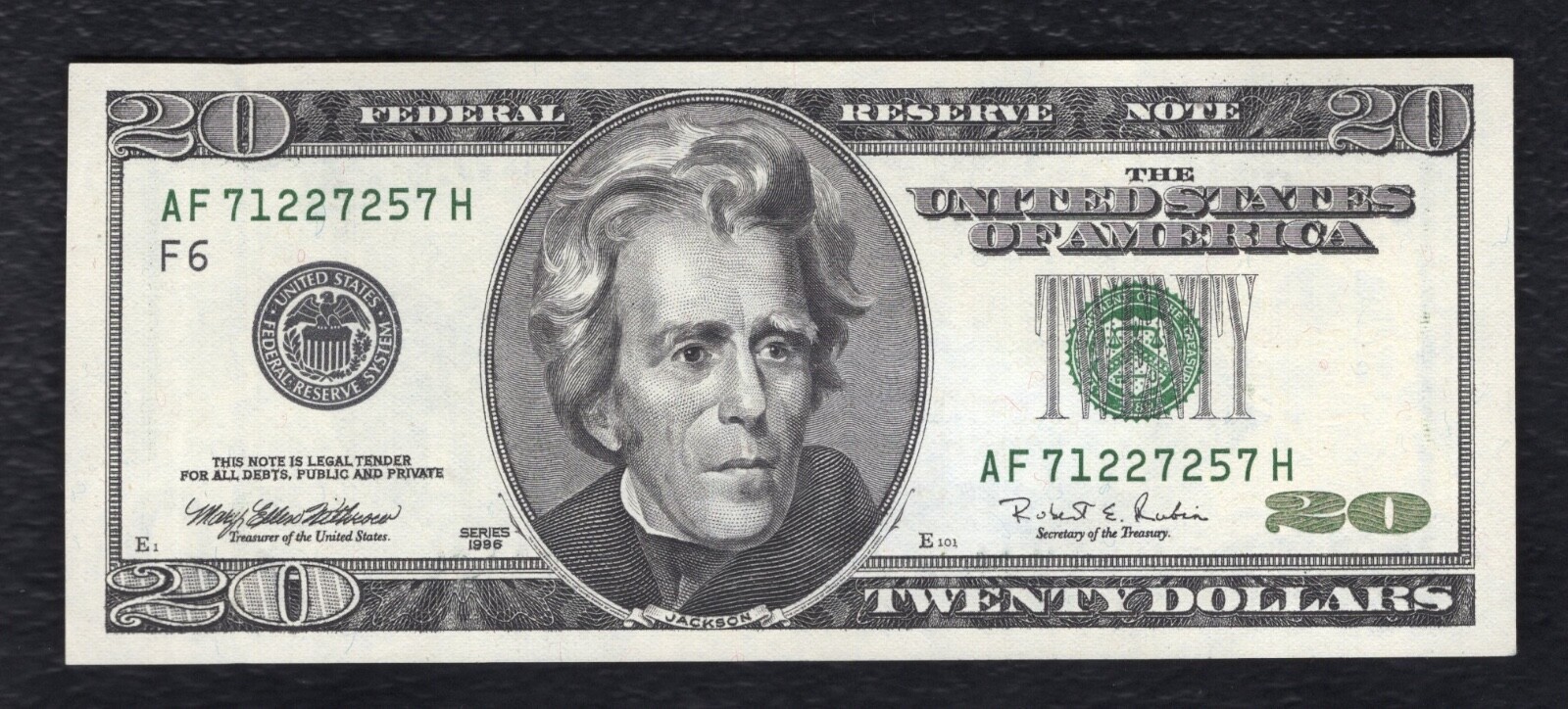 1996 $20 FRN FEDERAL RESERVE NOTE “FULL MATTE OFFSET ERROR” ABOUT ...